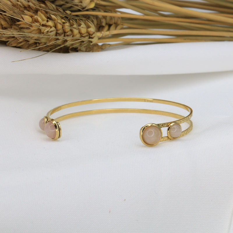 Les bracelets joncs Lilas de Seine en acier inoxydable.